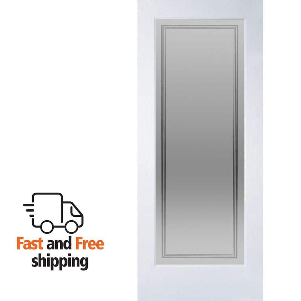 MMI DOOR Hamilton 30 in. x 80 in. Full Lite Decorative Glass Primed MDF ...