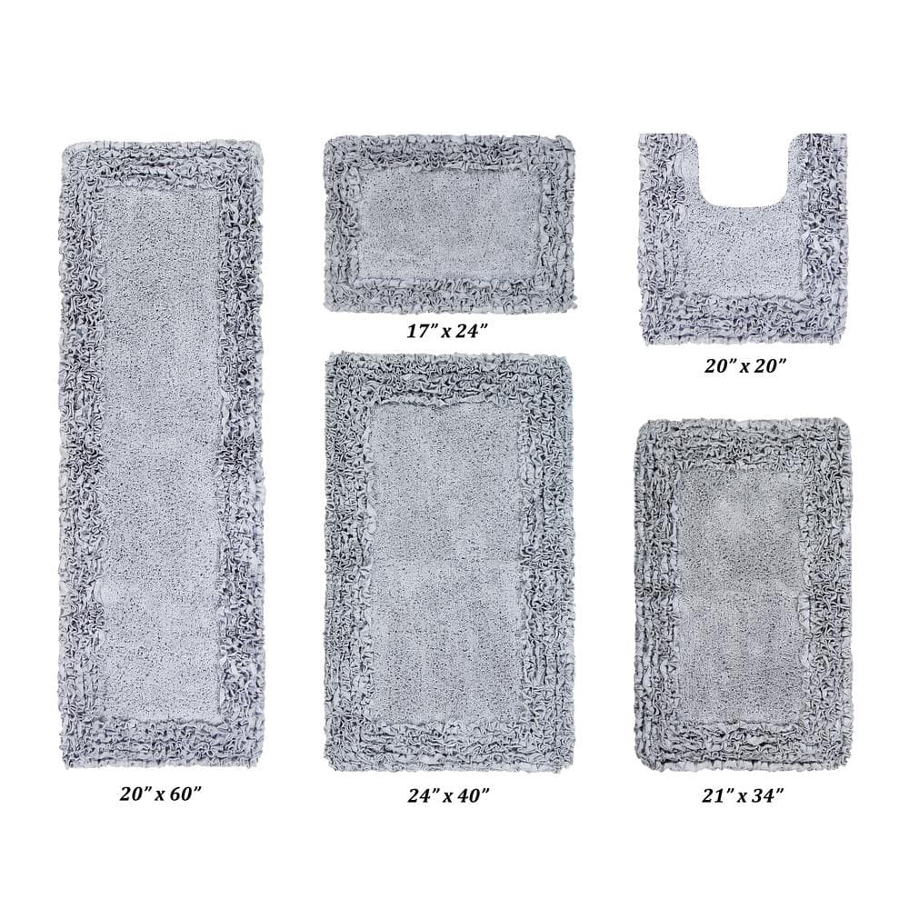 Better Trends Shaggy Border Collection Silver 100% Cotton 5 Piece Bath ...