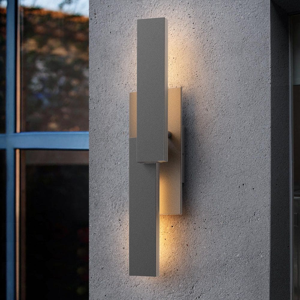 Maxax Decorators 21 in. 2-Light Gray Modern Dimmable Outdoor Aluminum ...