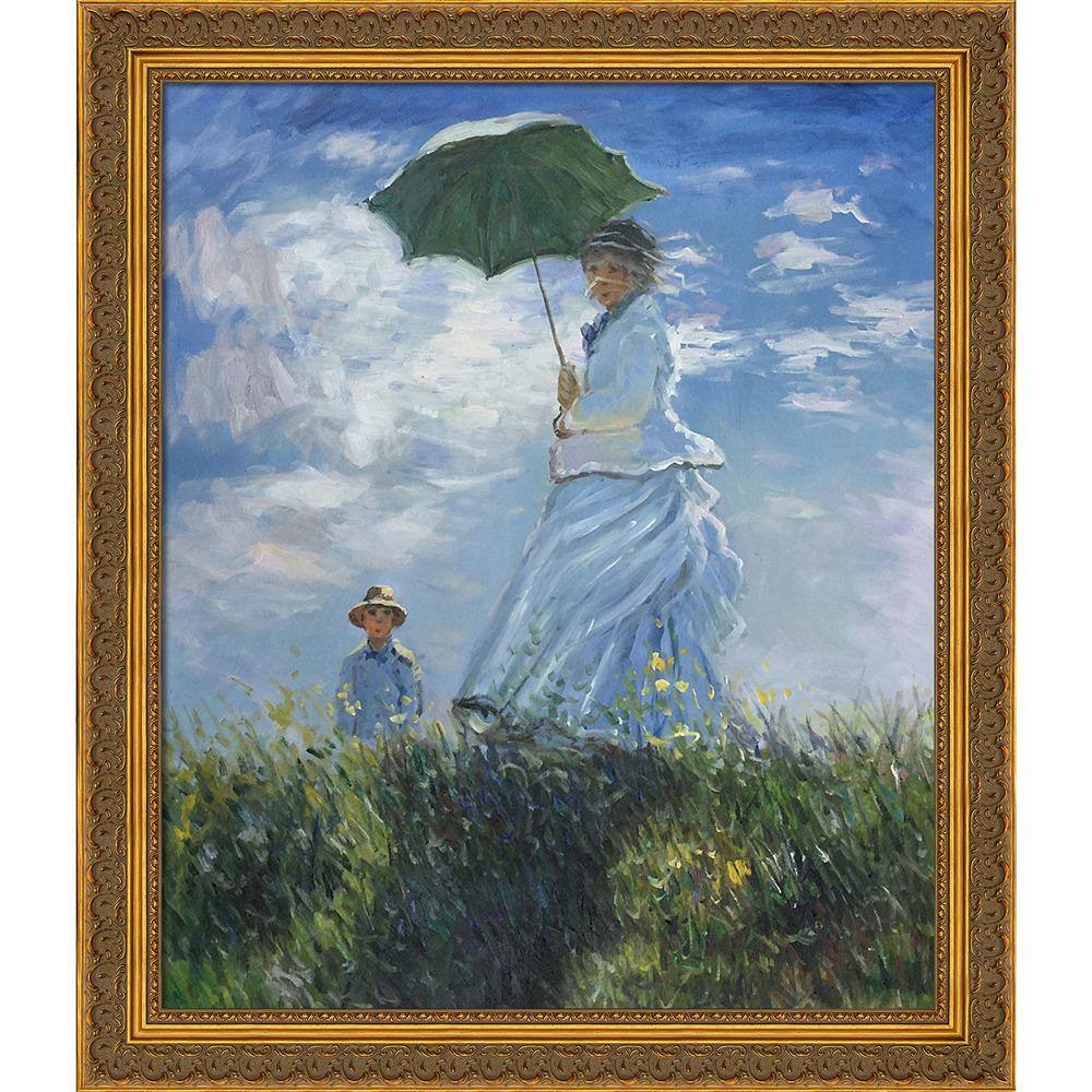 LA PASTICHE Madame Monet and Her Son with Baroque Antique Gold Frame by Claude Monet Framed Wall ...