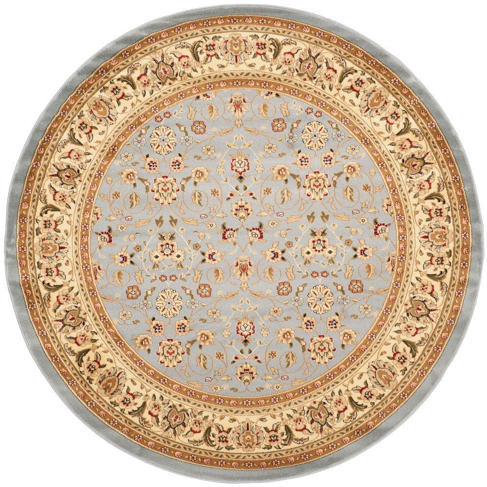 SAFAVIEH Lyndhurst Light Blue/Ivory 10 ft. x 10 ft. Round Border Area ...