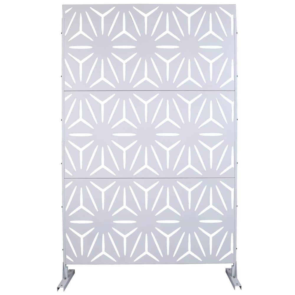 Zeus & Ruta 6.3 ft. H x 4 ft. W White Metal Privacy Screen Freestanding ...