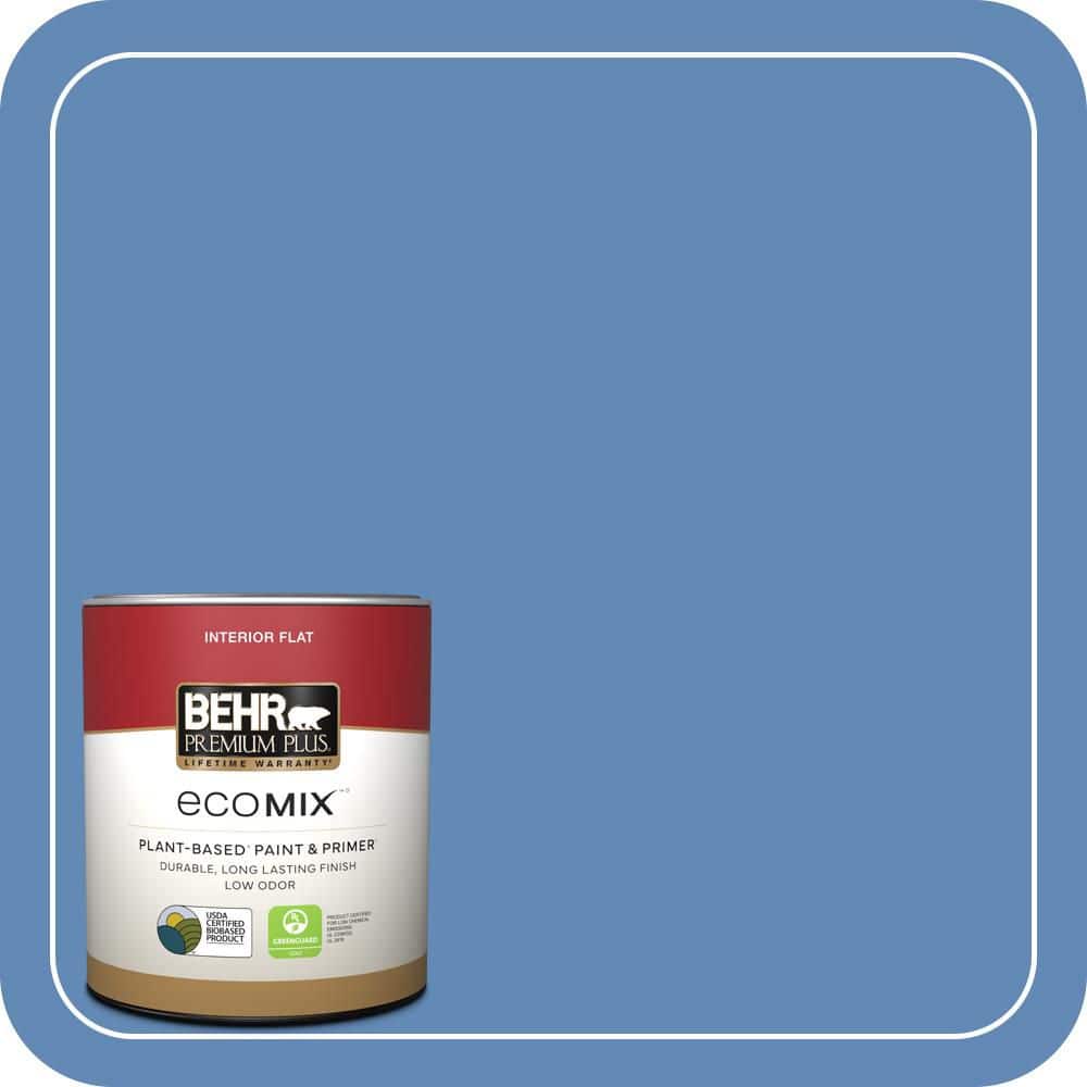 BEHR PREMIUM PLUS 1 qt. #580B-6 Castle Moat Flat EcoMix Plant-Based ...