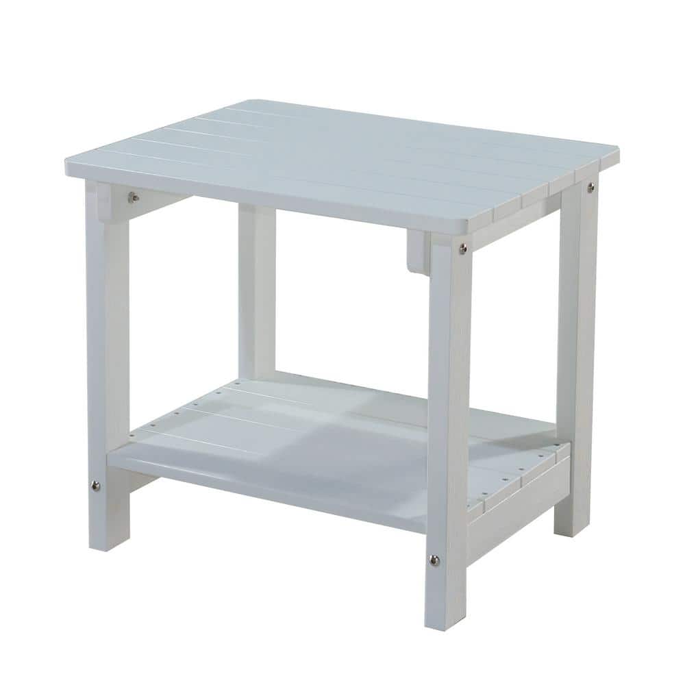 Mondawe Thor White Rectangle HDPE Plastic End Table 18.11 in. H Patio ...