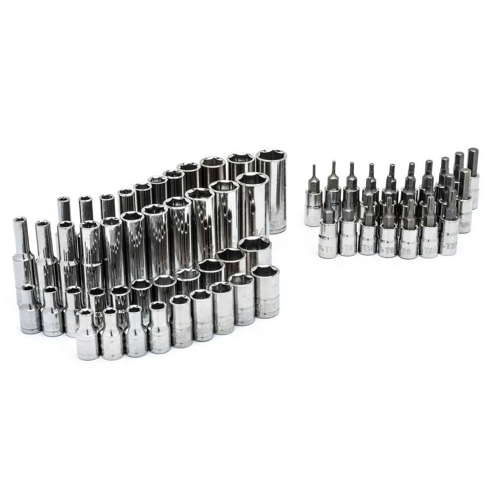 Husky 1/4 in. Drive SAE and Metric Socket and Bit Set with Ratchet and ...