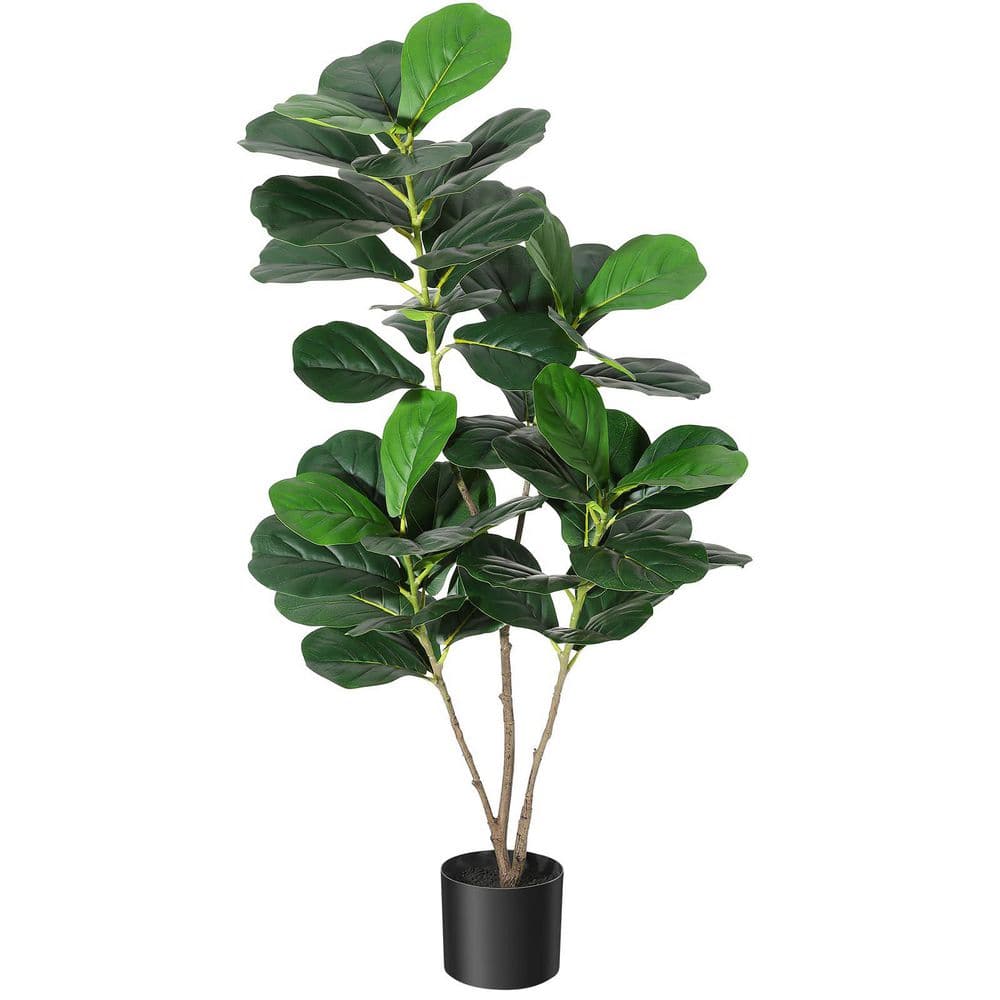 Garvee 4 ft. Artificial Ficus Lyrata Plants Trees In Pot, Tall Fiddle ...