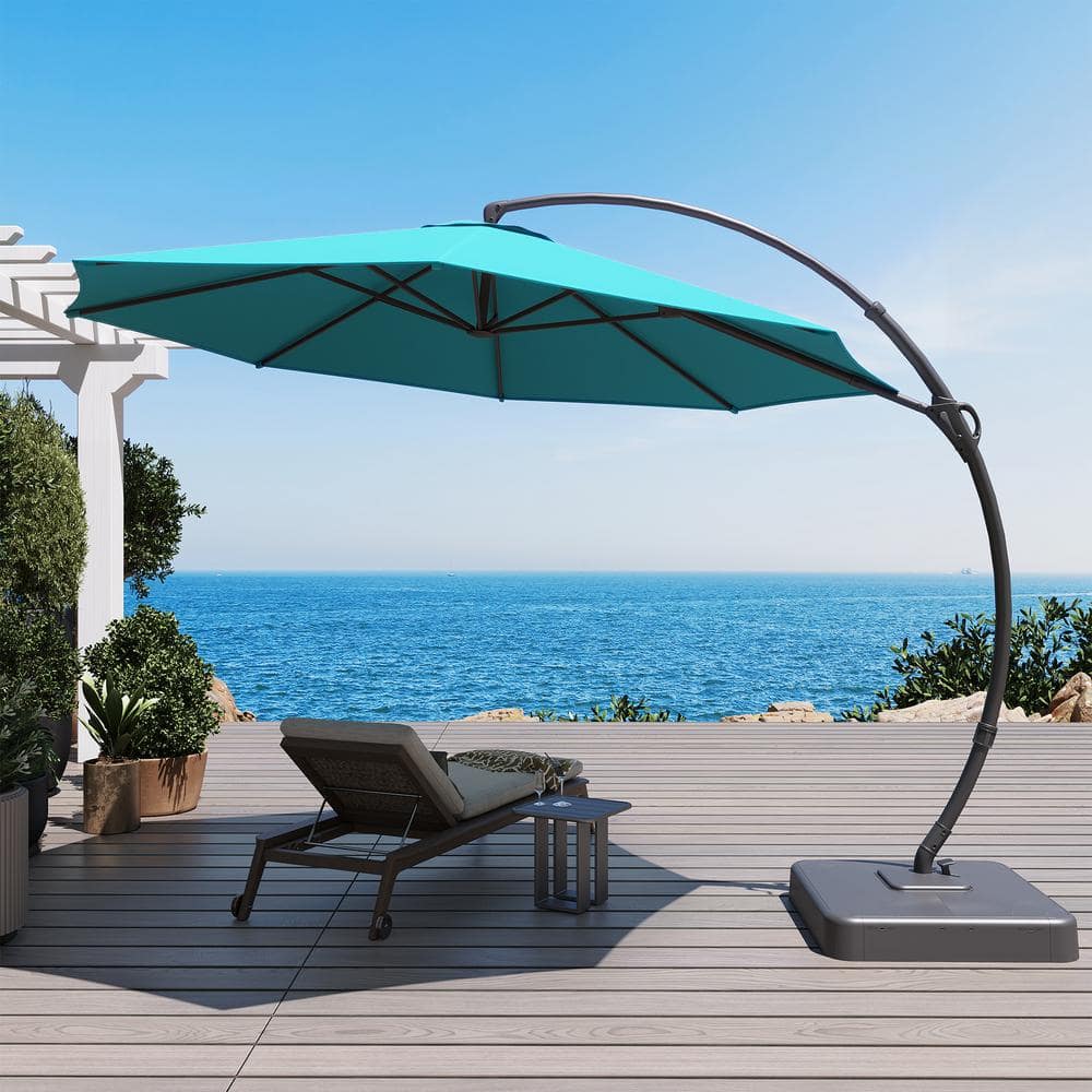 LAUSAINT HOME 12 ft. Aluminum Cantilever Patio Umbrella in Turquoise ...