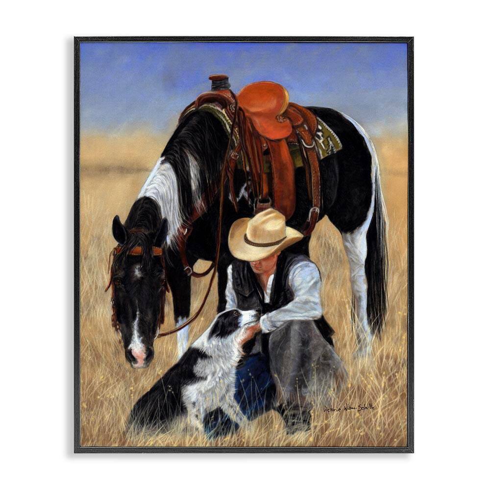 Stupell Industries Cowboy with Dog & Horse by Victoria Schultz Black ...