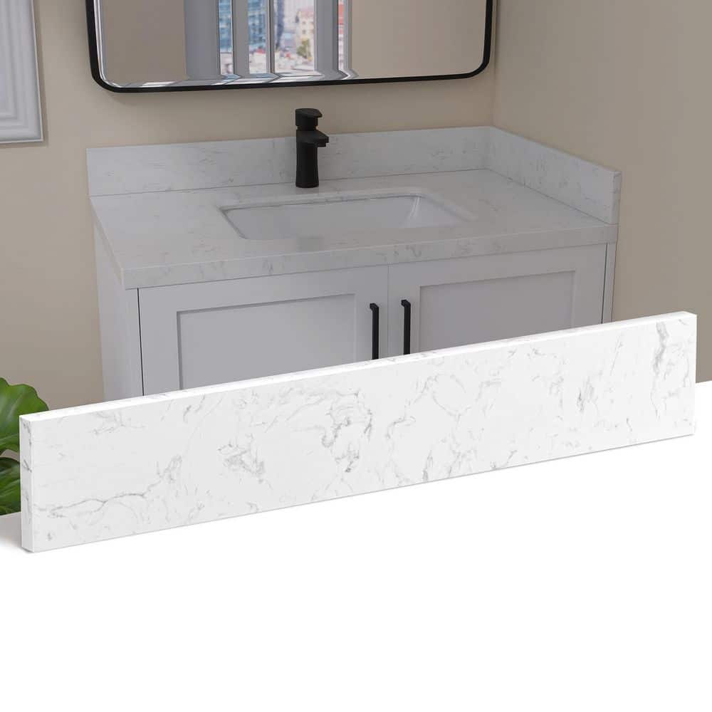 Zeafive Cala 21.375 in. W Cultured Marble Vanity Sidesplash for ...
