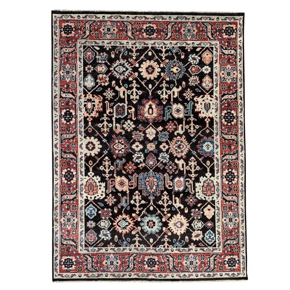 EORC C.Brown/R.Red Hand Knotted Wool Traditional Oriental Design Rug ...