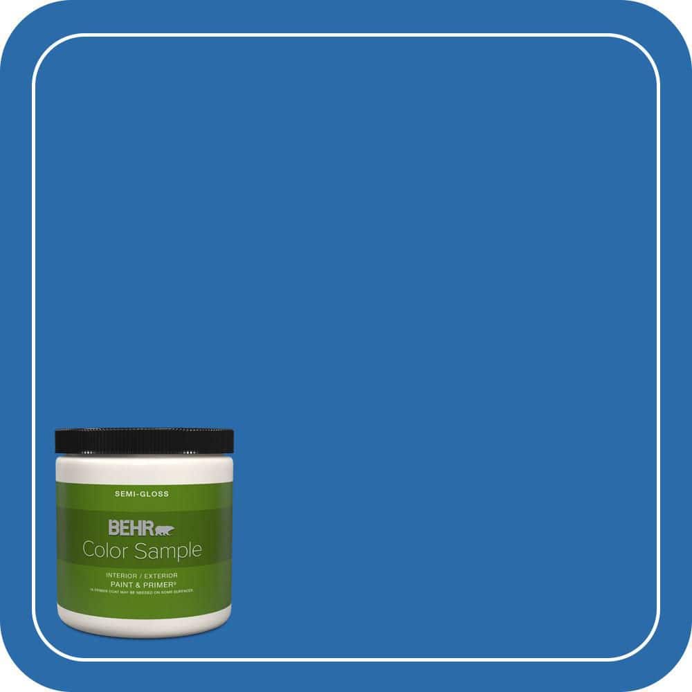 BEHR PREMIUM PLUS 8 oz. #MQ4-24 Electric Blue Semi-Gloss Interior ...