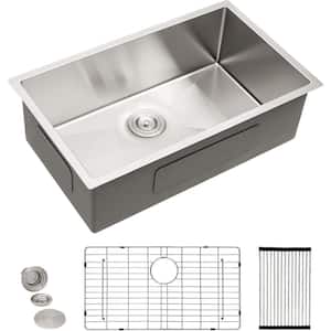 Fulorni 28 in. Handmade Undermount 16 Gauge T304 Stainless Steel ...
