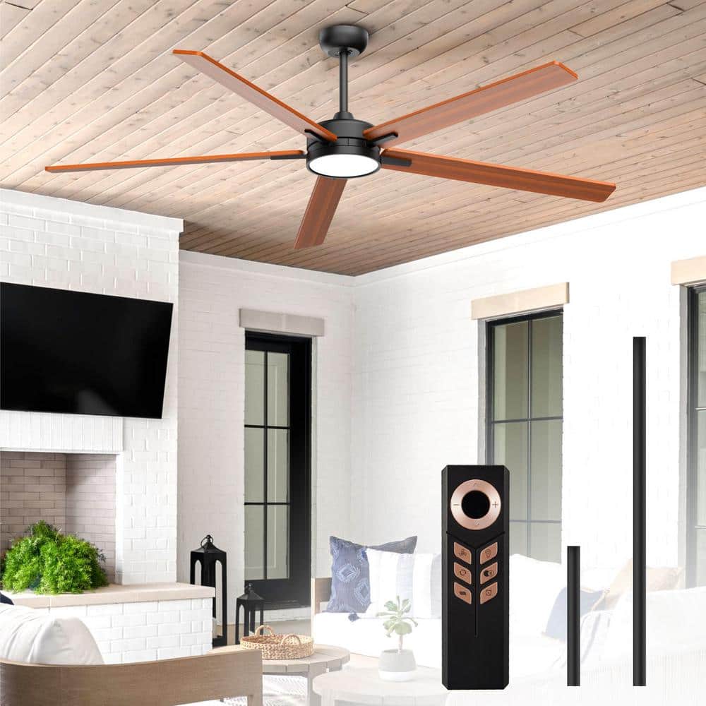 QRMOK Air5 72 in. Indoor Ceiling Fan with Light and Remote Industrial ...