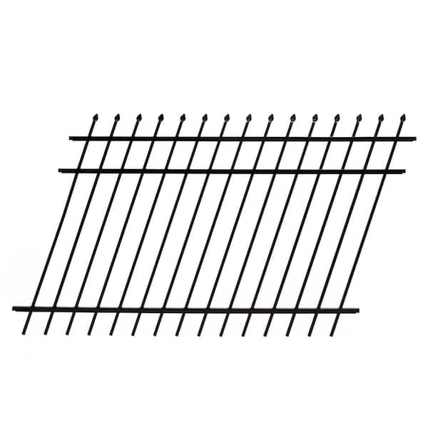 FORTRESS 4 ft. H x 6 ft. W Athens Pressed Spear Design Gloss Black ...