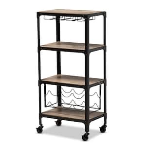 Baxton Studio Baxter Oak Brown and Black Kitchen Cart 207-12098-HD ...
