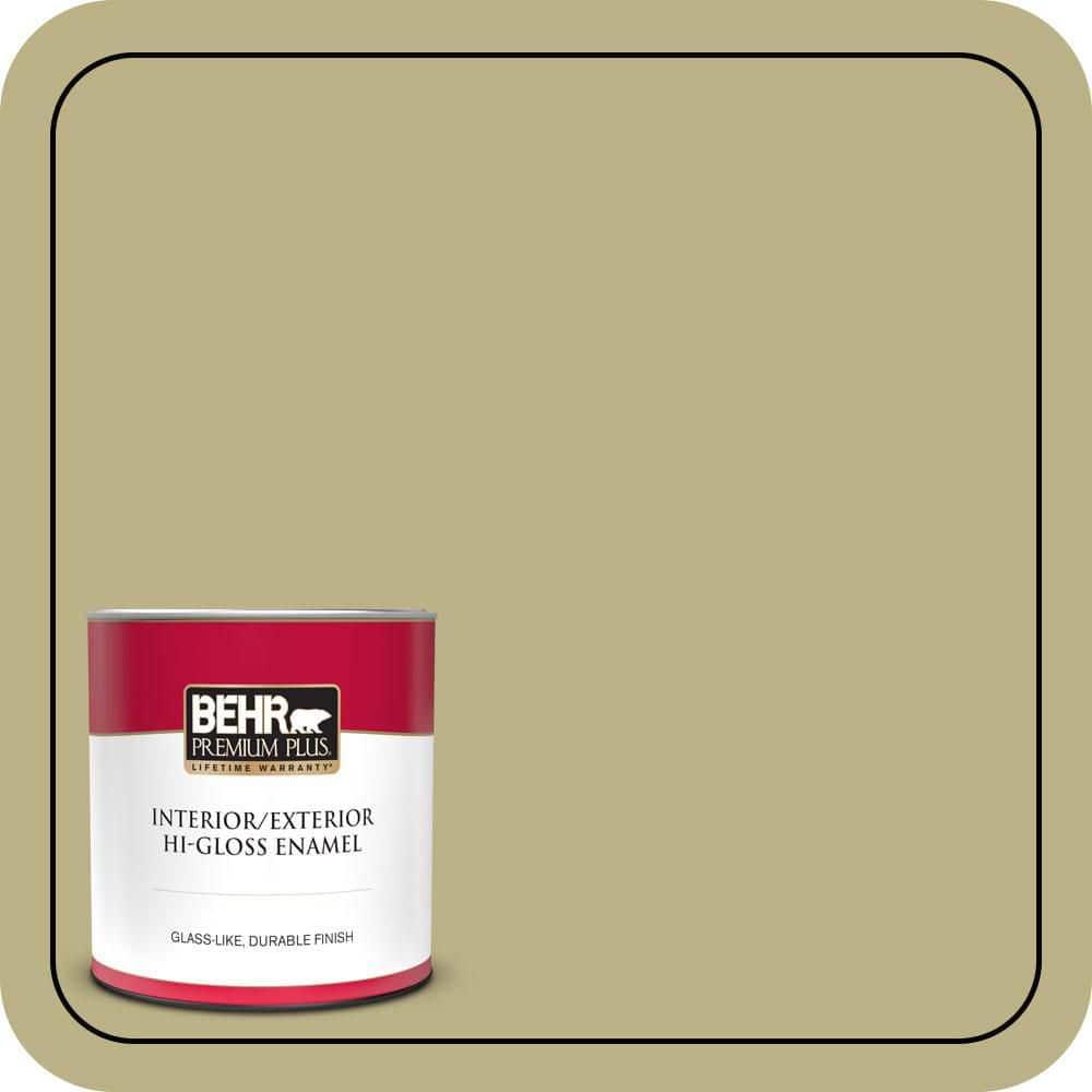 BEHR PREMIUM PLUS 1 qt. #390F-5 Ryegrass Hi-Gloss Enamel Interior ...