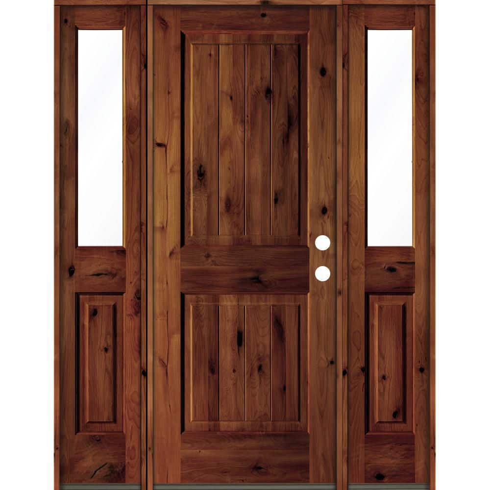 Krosswood Doors 60 in. x 80 in. Rustic Alder Square Red Chestnut ...