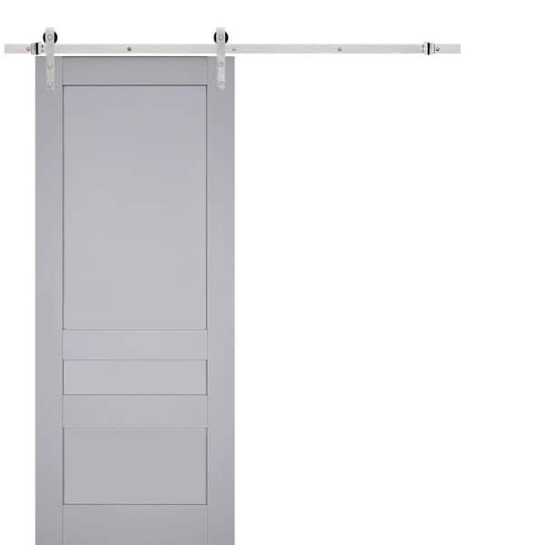 Sartodoors Assembly Required 30 in. x 96 in. 1-Panel Matte Grey Solid ...