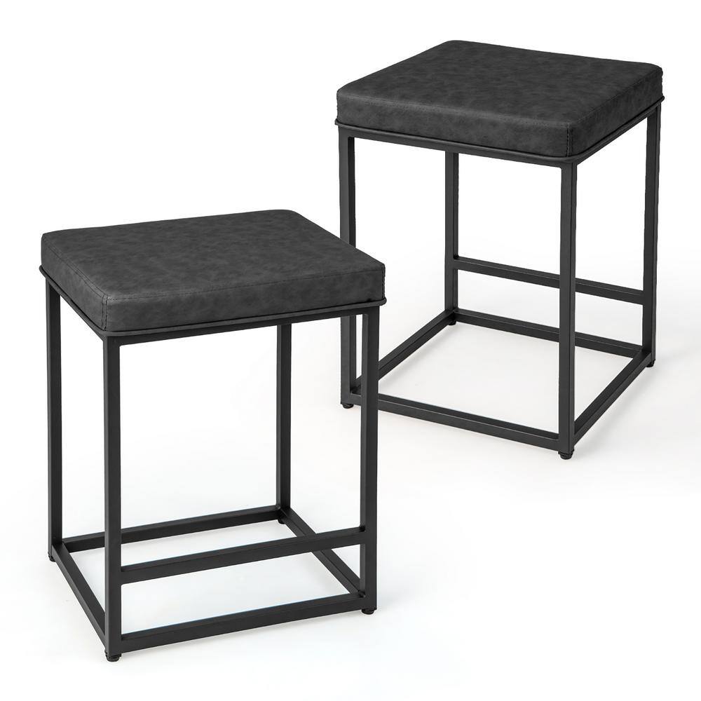 Costway 24 in. Black Counter Height Backless Metal Bar Stools Kitchen ...