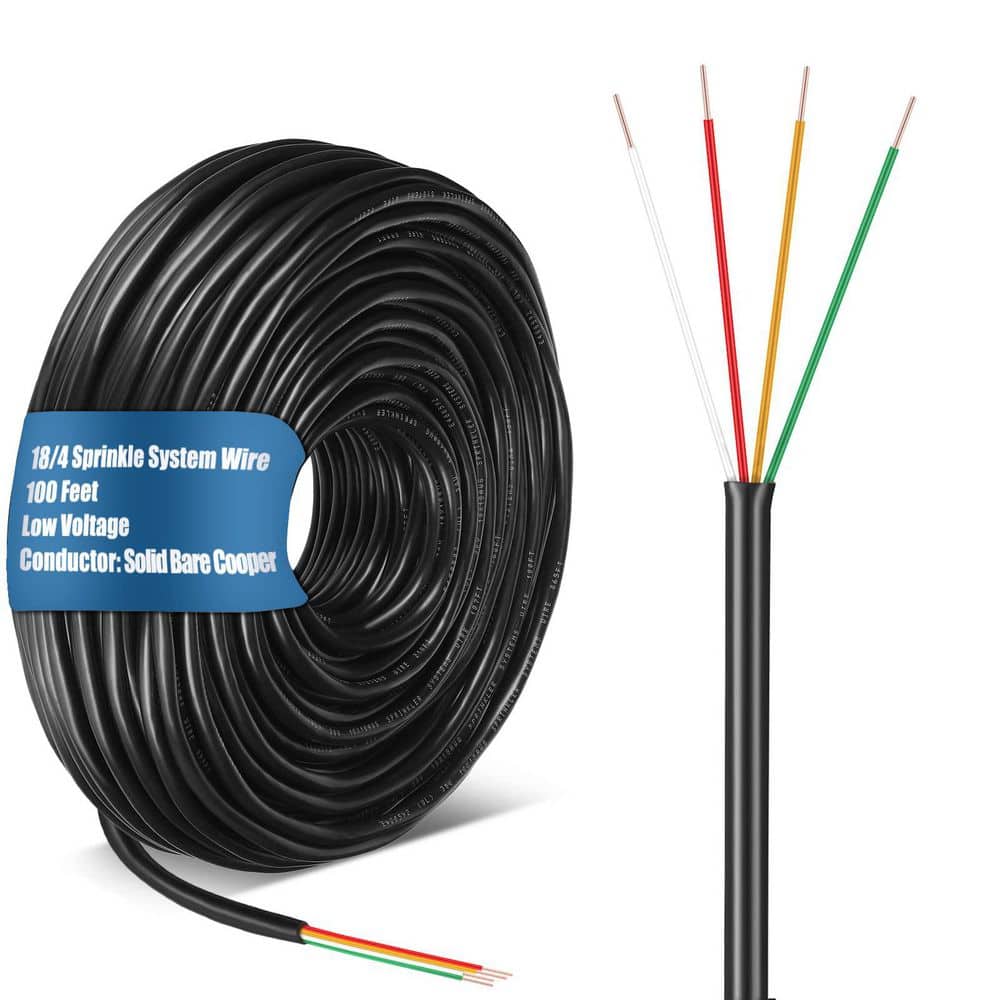 Vrbgify Sprinkler Wire 100 ft. 18/4-Gauge PVC Jacket Solid Copper ...