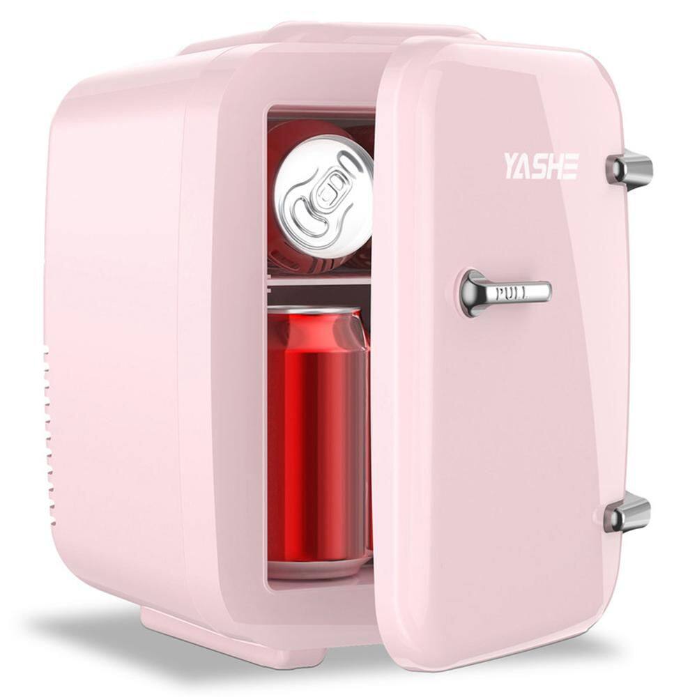 YASHE 10 in. 4 cu. ft. Retro 4-Liter/6-Cans Mini Refrigerator in Pink ...