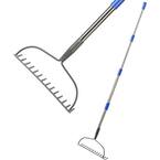 EVEAGE 60 in. Heavy Duty Stainless Steel Handle 14-Tine Adjustable ...