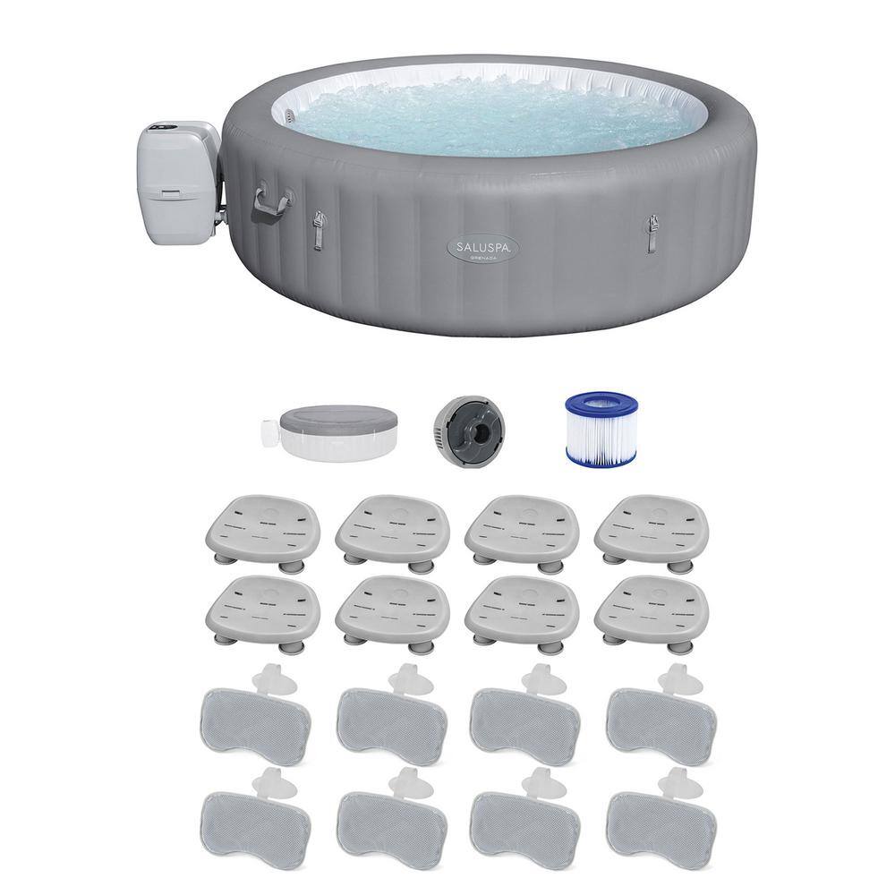 Bestway Grenada 8-Person Hot Tub with Set of 8 Spa Seat and 4 Pack ...