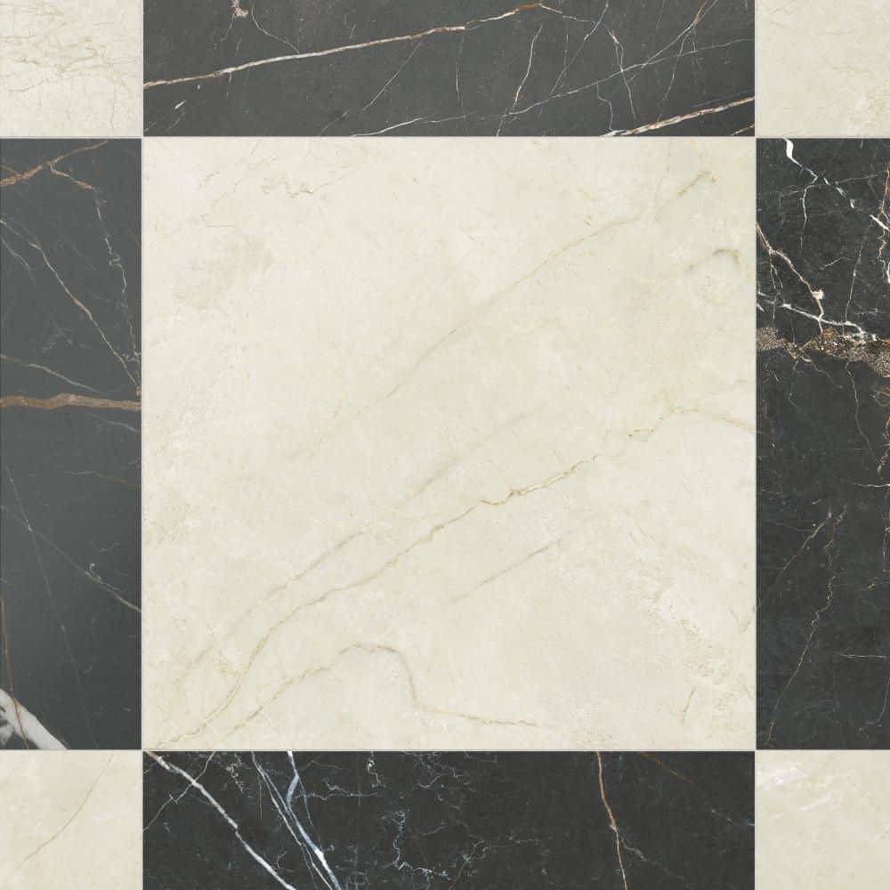 Merola Tile Reve Checker Beige with Noir 24 in. x 24 in. Porcelain ...