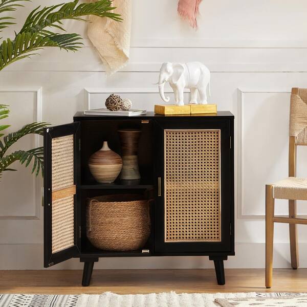 Black rattan accent cabinet store