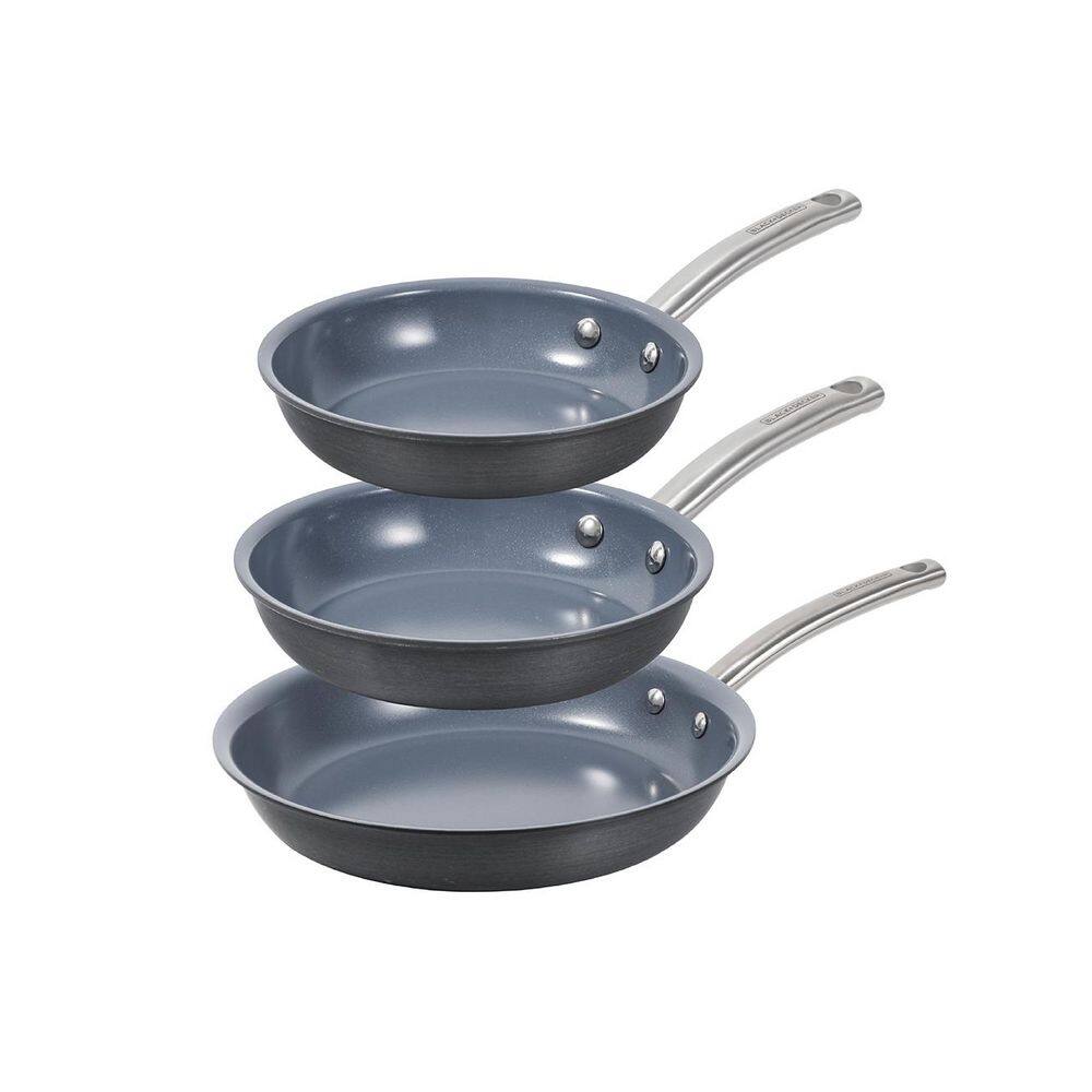 BLACK+DECKER 3-Piece Ceramic Hard Anodized Aluminum Skillet Set ...