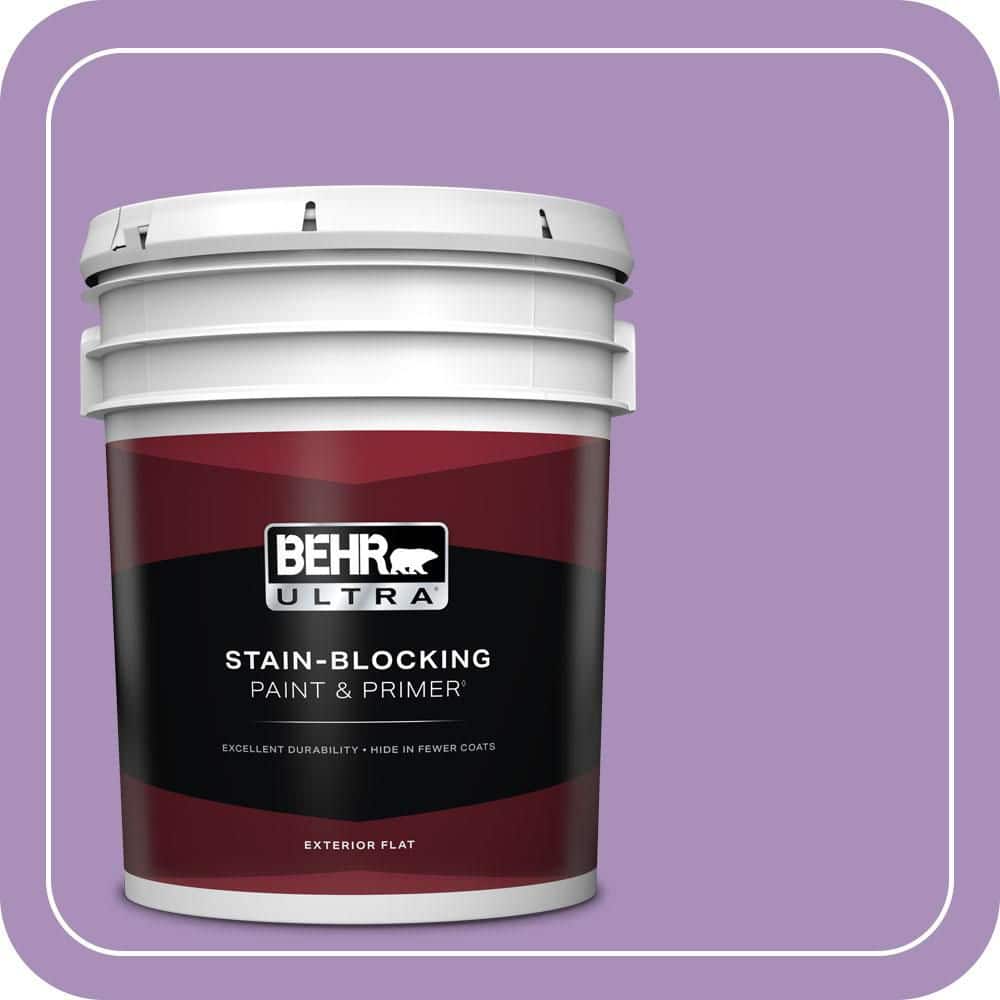 BEHR ULTRA 5 gal. #650B-5 Garden Pansy Flat Exterior Paint & Primer ...