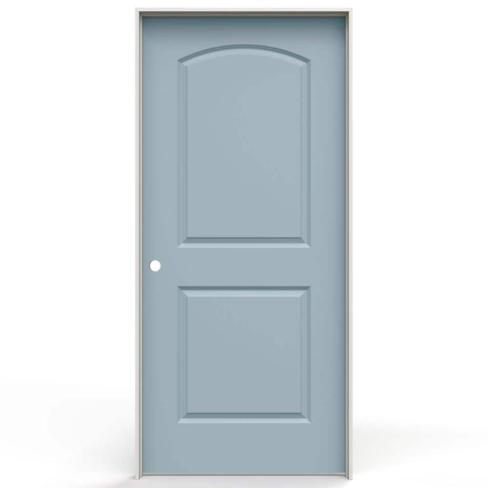 JELD-WEN 36 in. x 80 in. Caiman 2 Panel Right-Handed Solid Core Salty Tide Molded Composite ...