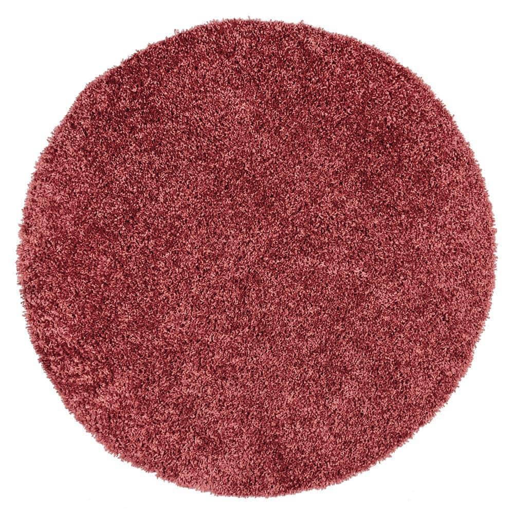nuLOOM Kara Solid Shag Red 6 ft. x 6 ft. Indoor Round Area Rug KKBX01J ...