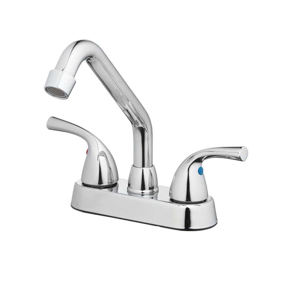 Lukvuzo Dual-Handle Utility Faucet in Polished Chrome with Centerset ...