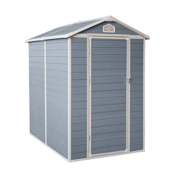 Campcraft Gray 6 ft. W x 6 ft. D Resin Storage Shed with Lockable Door ...