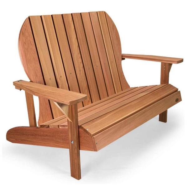 54 in. Wood Adirondack Loveseat Chair Outdoor Patio Seat, Natural LS48 ...
