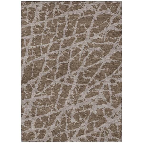 HomeRoots Brown 10 ft. x 14 ft. Abstract Indoor /Outdoor Area Rug ...