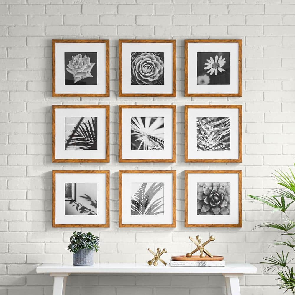 StyleWell 12 in. x 12 in. Matted to 8 in. x 8 in. Walnut Gallery Wall ...