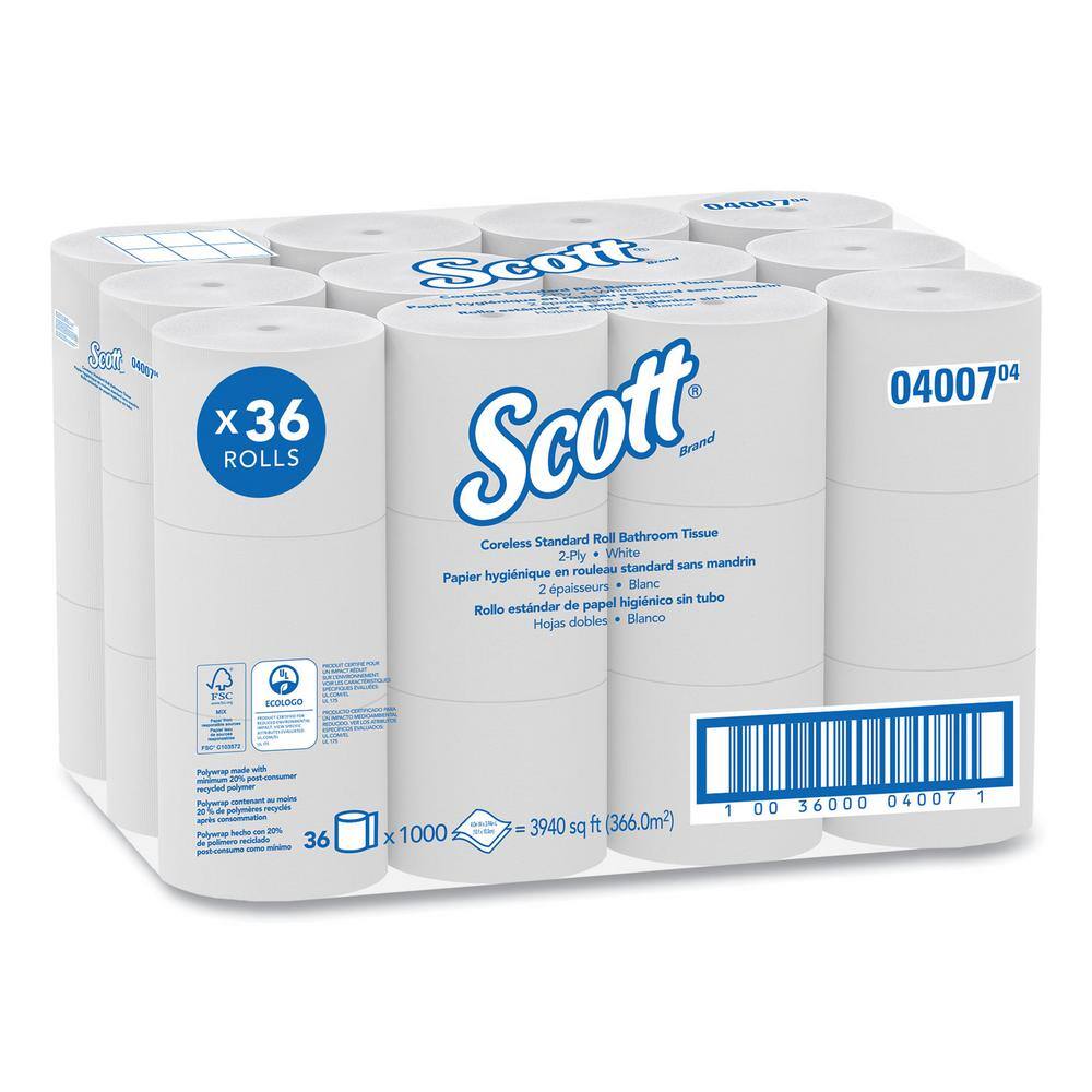 Scott Essential Coreless High-Capacity Standard Roll Toilet Paper, Bulk ...