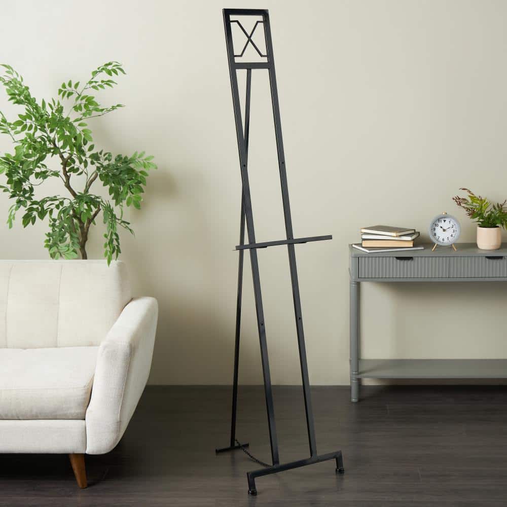 Litton Lane Black Metal Tall Adjustable 3 Tier Easel with Chain Support ...