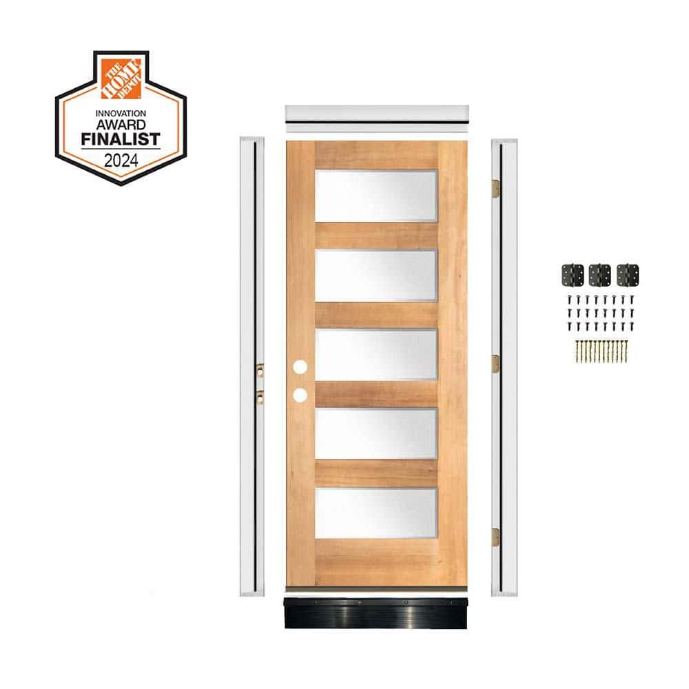 Krosswood Doors DIY 36 in. x 80 in. Hemlock 5-Lite Right-Hand Frosted ...