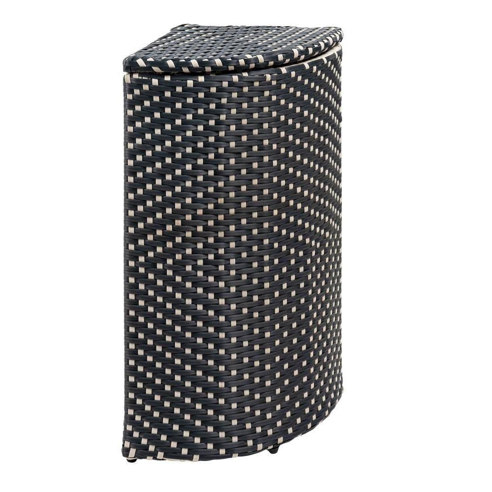 happimess Chloe 15.56 Gal. All-Weather Wicker/Metal Corner Lid Hideaway ...