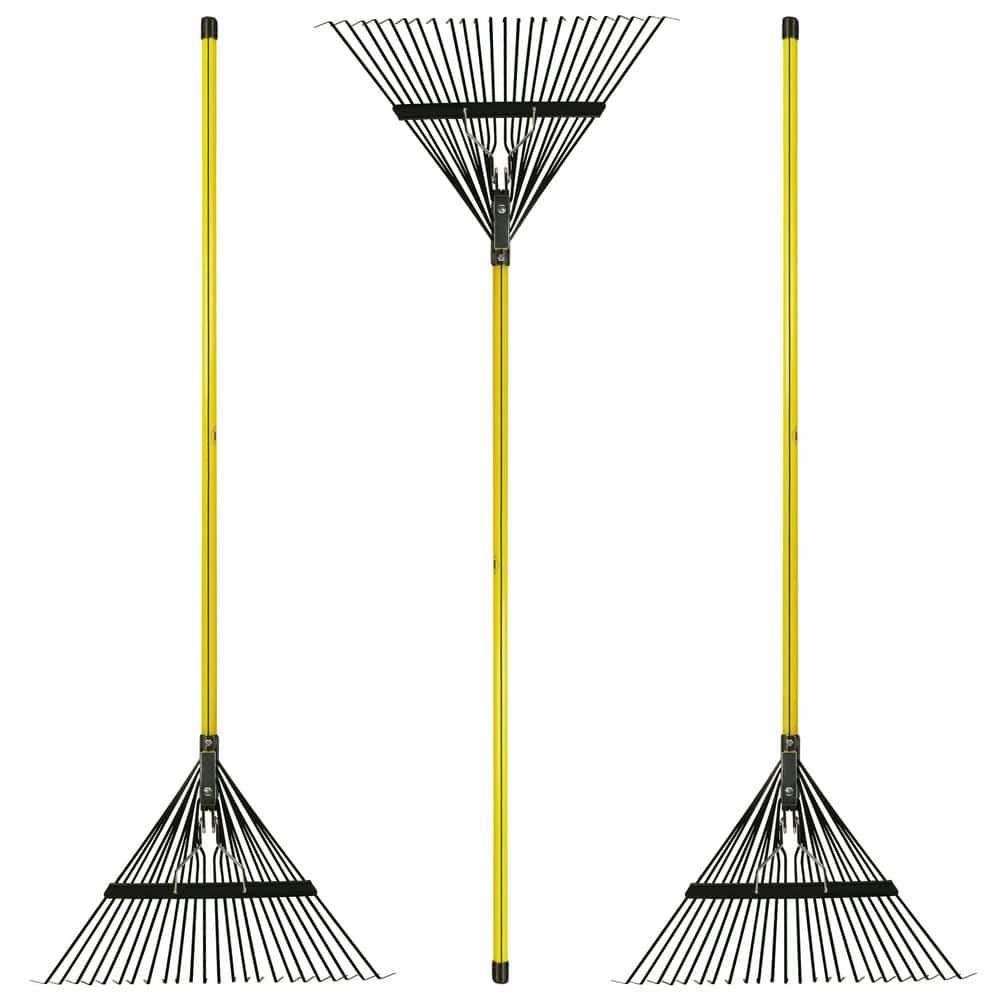 Nupla 54 in. Leaf Rake with 24-Tine Steel Blade and Cushion Grip (3 ...