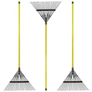 43 in. to 66 in. Adjustable Garden Leaf Rake Telescopic Metal Rake WITH ...