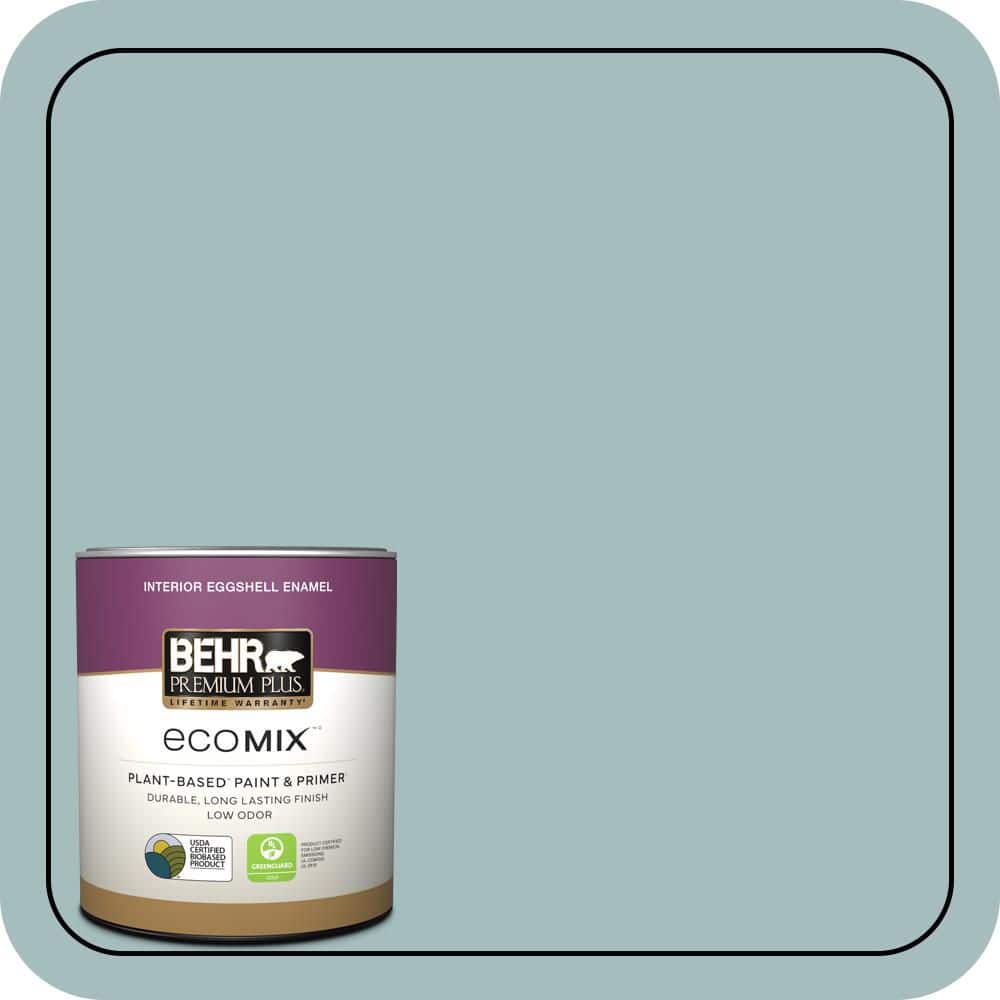 BEHR PREMIUM PLUS 1 qt. #PPU13-13 Oslo Blue Eggshell Enamel EcoMix ...