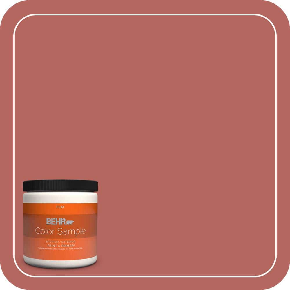 BEHR PREMIUM PLUS 8 oz. #180D-6 Mineral Red Flat Interior/Exterior ...