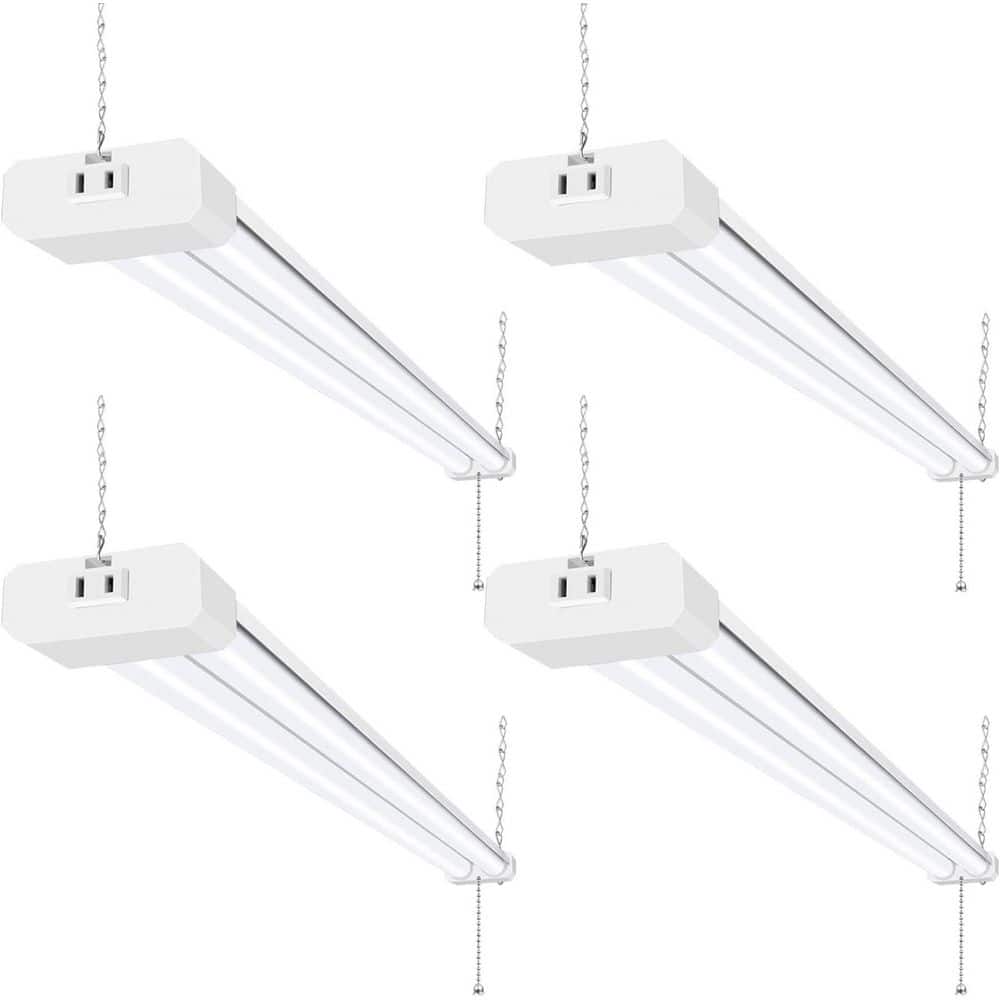 Mydepot 4 ft. 42-Watt Equivalent LED White Shop Light (4-Pack), Power ...