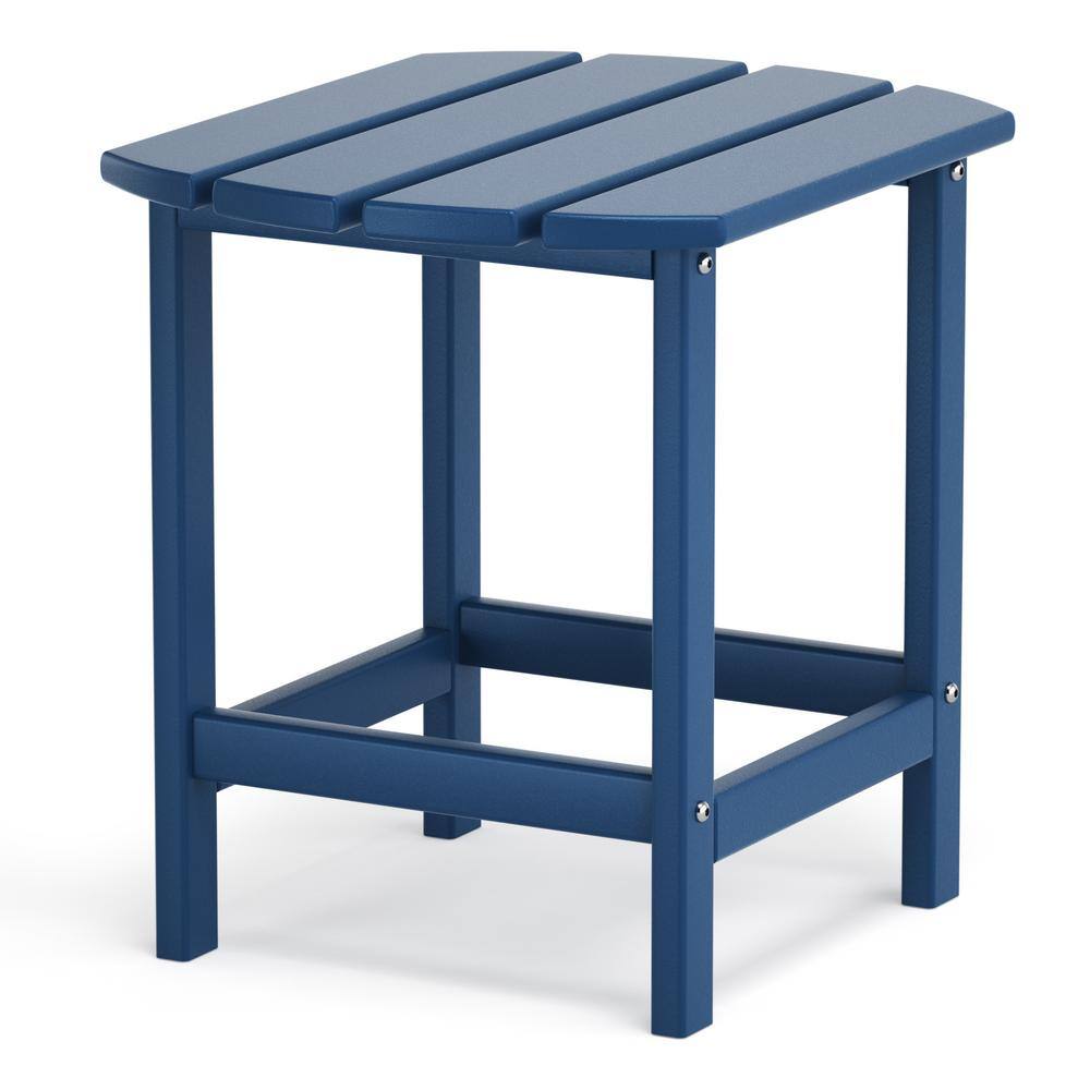 Sudzendf Navy Blue Rectangle HDPE Plastic Outdoor Side Table for Patio ...