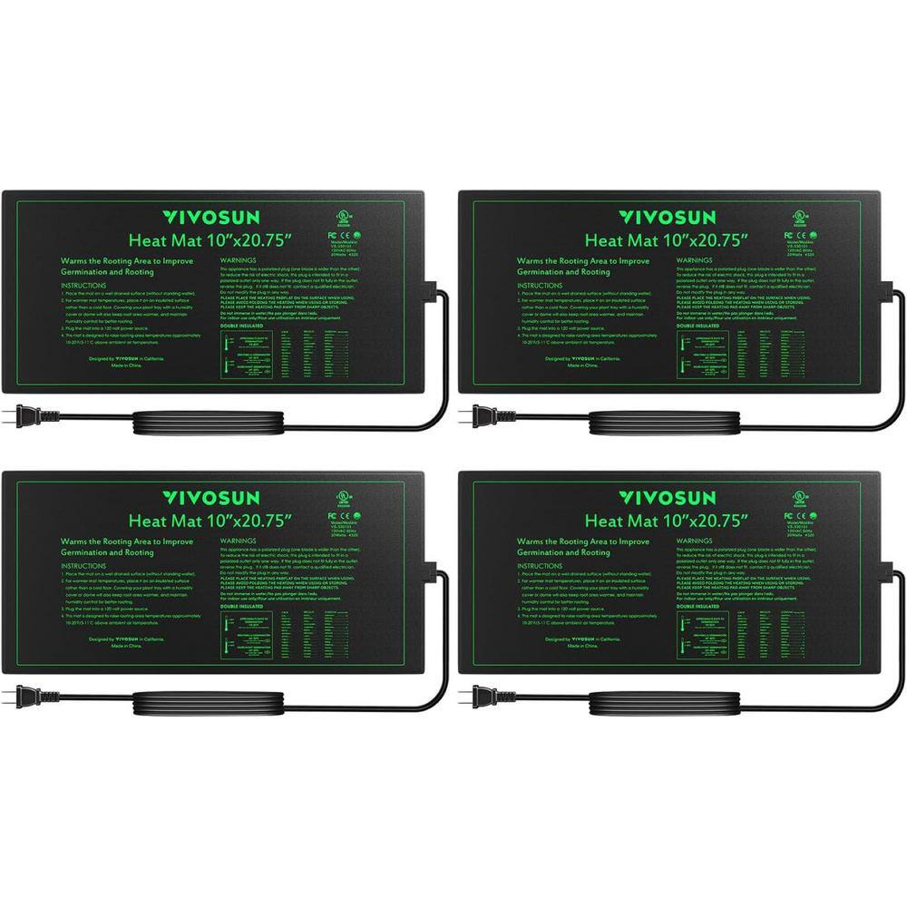 VIVOSUN 10 in. x 20.75 in. Durable Waterproof Seedling Heat Mat (4-Pack ...