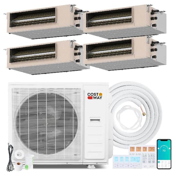 Costway X-Pro 35000 BTU 4-Zone 9K + 9K + 9K + 12K Concealed Ducted Mini ...